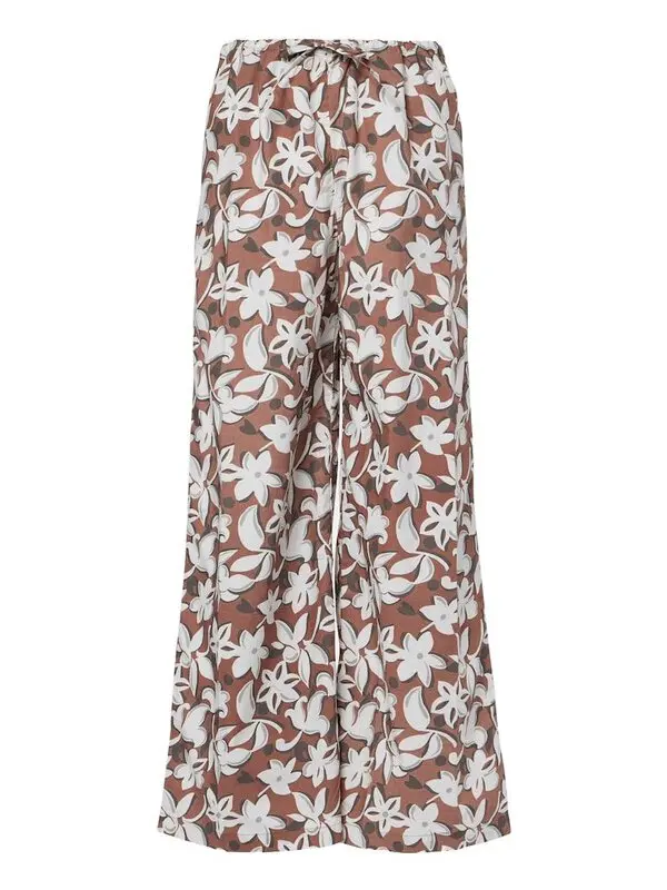Faithfull The Brand Freja Floral Cotton Wide-leg Pants - Brown