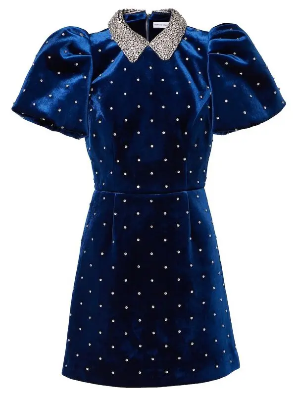 Rebecca Vallance Vivicia Embellished Velvet Minidress - Blue