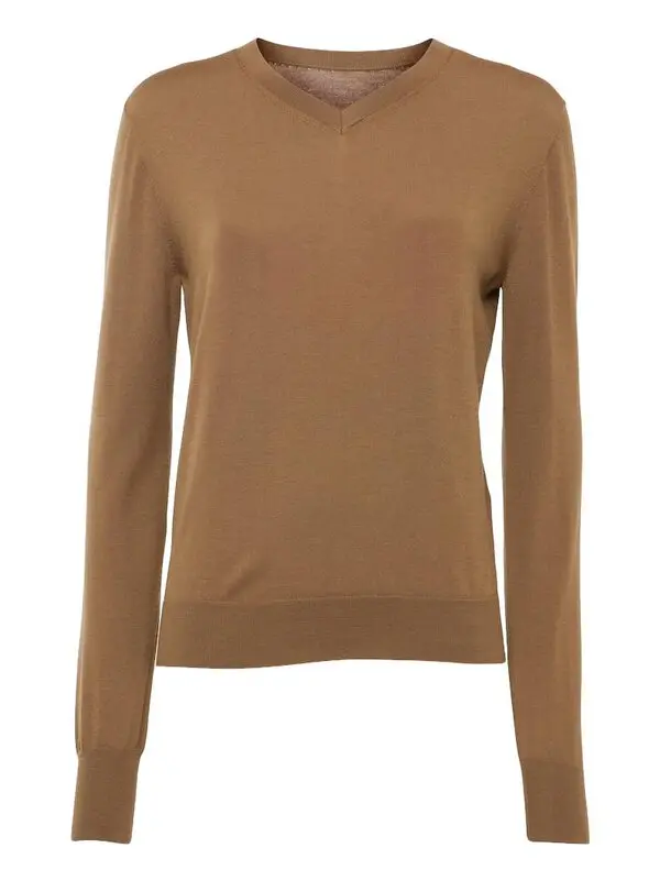 Khaite Senta V-neck Wool Sweater - Brown