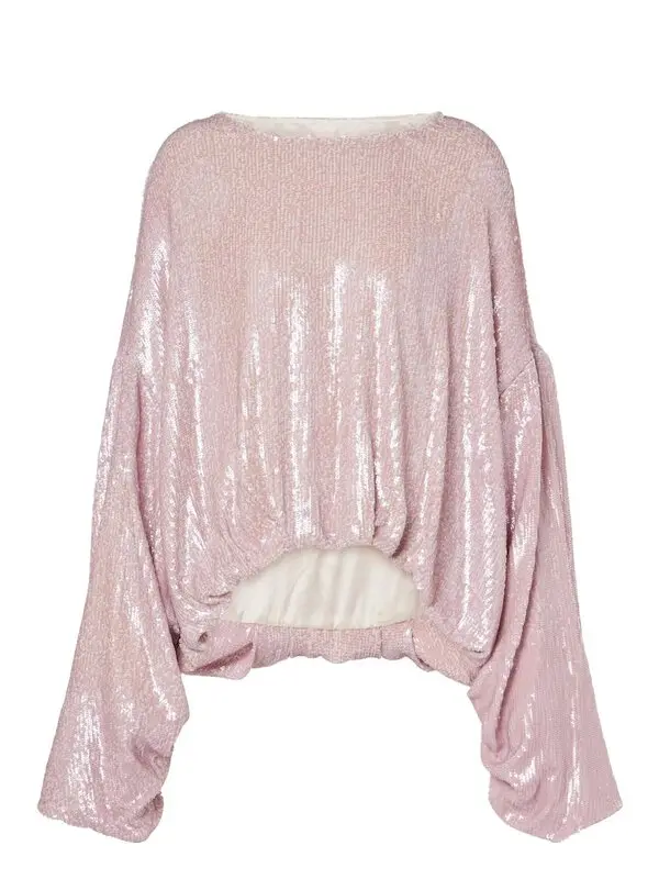 Dries Van Noten Sequined Gathered Blouse - Pink