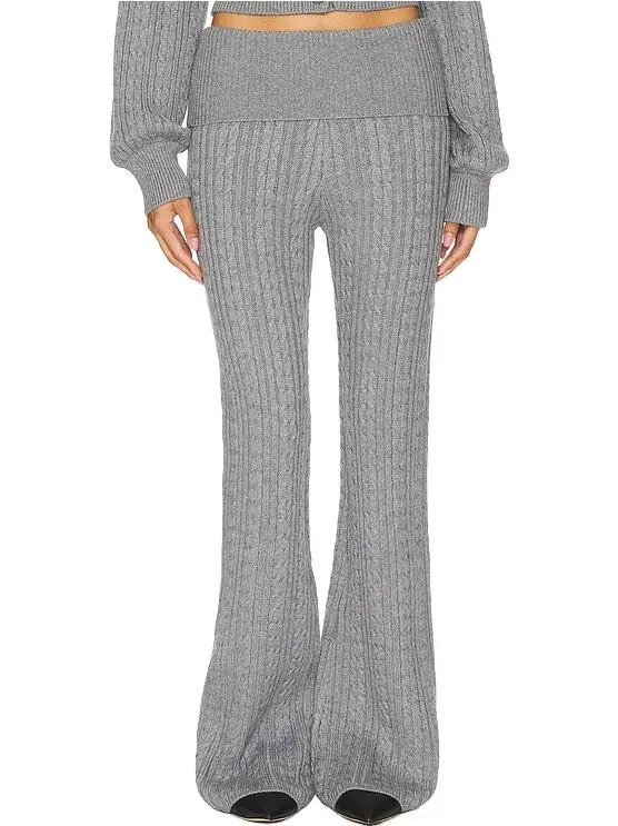 LOVERS AND FRIENDS X Emily Gemma Bessie Knit Flare Trousers - Grey