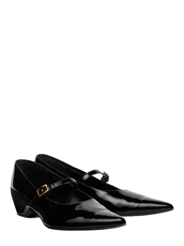 Khaite Patent Leather Mary Jane Flats - Black