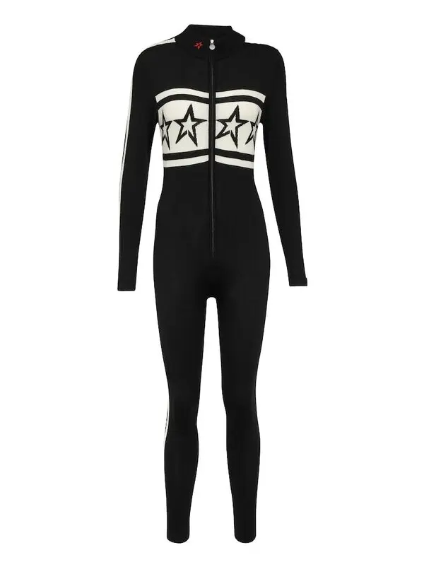Perfect Moment Apres Team Striped Wool Ski Suit - Black