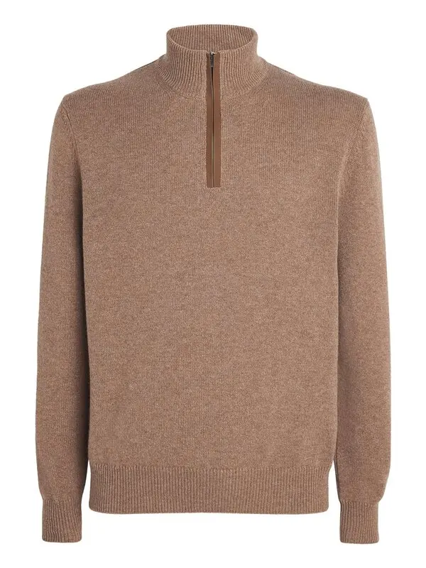 Agnona Cashmere Quarter-zip Sweater - Brown