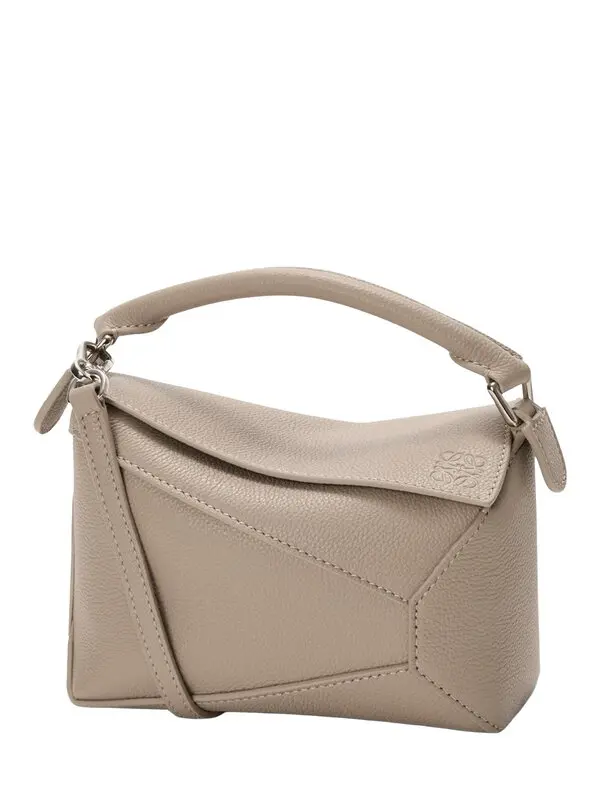 Loewe Mini Leather Puzzle Edge Top-handle Bag - Green