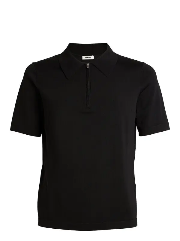 Sandro Half-zip Polo Shirt - Black