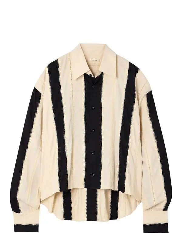 DIOTIMA Mossman Crochet-trimmed Striped Cotton-poplin Shirt - Ecru