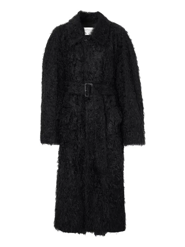 Carven Belted Faux-shearling Coat - Black