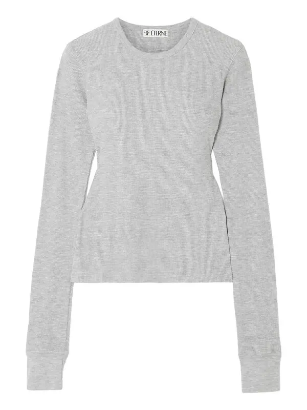 Eterne Waffle-knit Stretch Cotton And Modal-blend T-shirt - Gray
