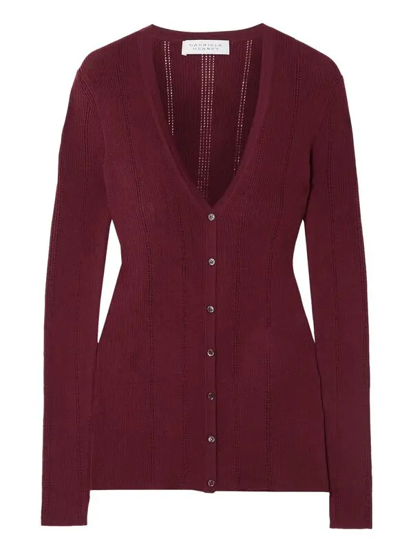 Gabriela Hearst Lillian Pointelle-knit Wool Cardigan - Red