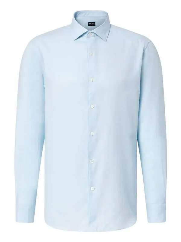 Zegna Cotton And Cashmere Shirt - Blue