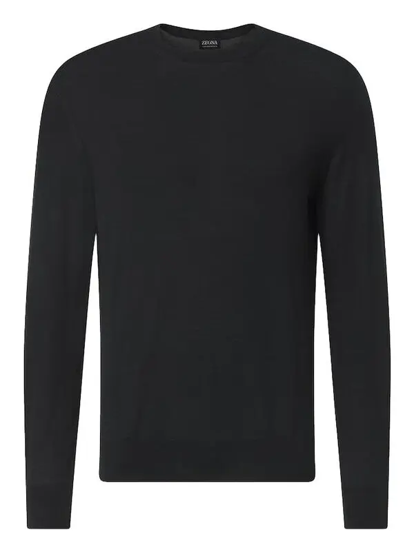 Zegna Wool Crew Neck Pullover - Black