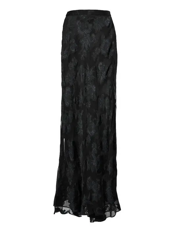 Etro Paisley Satin Maxi Skirt - Black