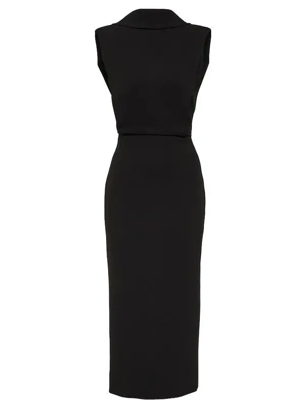 Roland Mouret High Neck Cady Midi Dress - Black