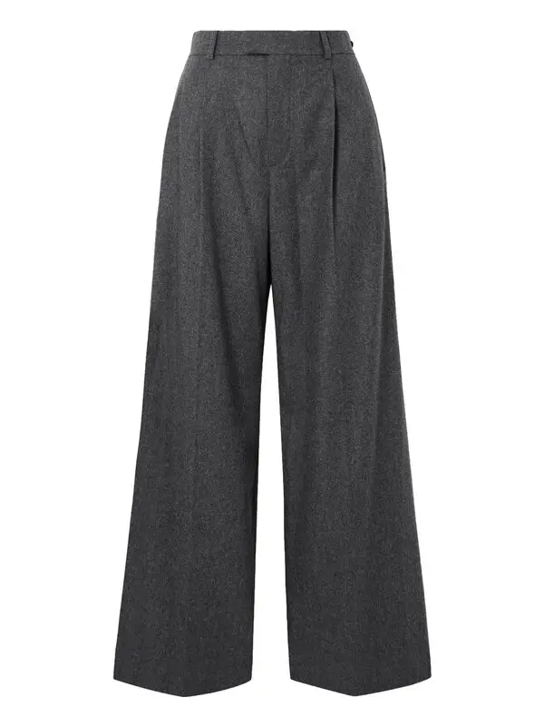 Carven Pleated Wide-leg Wool Trousers - Gray