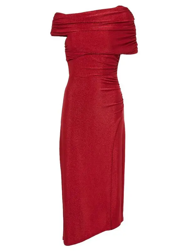 Diane Von Furstenberg Agustin Lame Midi Dress - Red