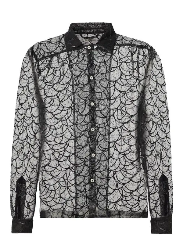 BODE Pewter Shoal Sequined Mesh Shirt - Black