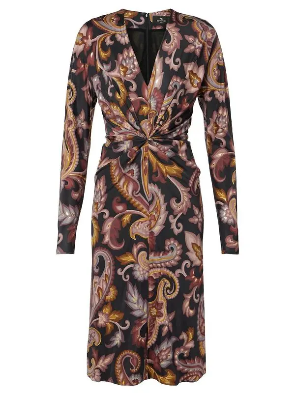 Etro Paisley Gathered Midi Dress - Multicoloured