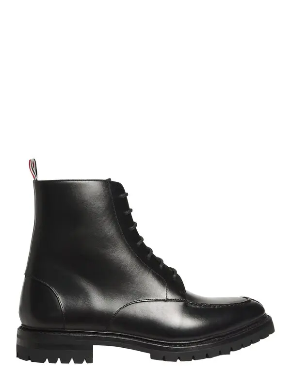 Thom Browne Leather Lace-up Combat Boots - Black