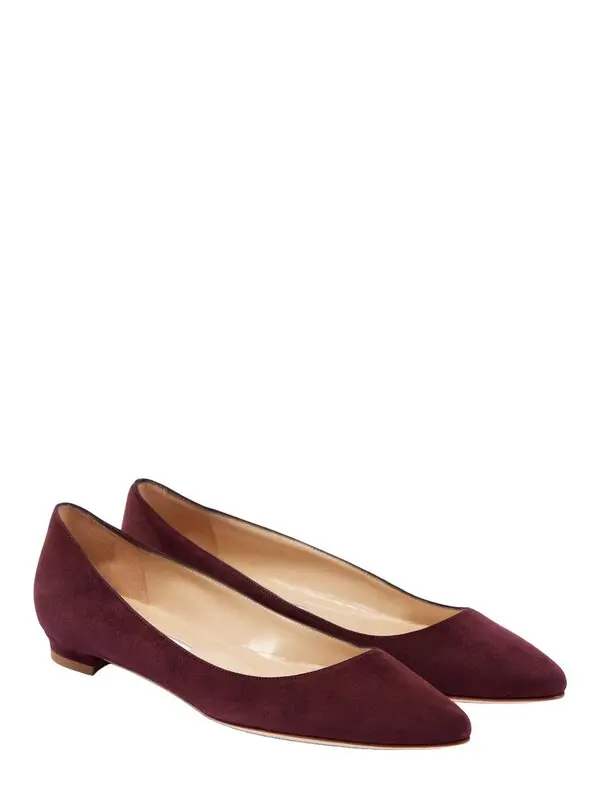Manolo Blahnik Bb Suede Ballet Flats - Red