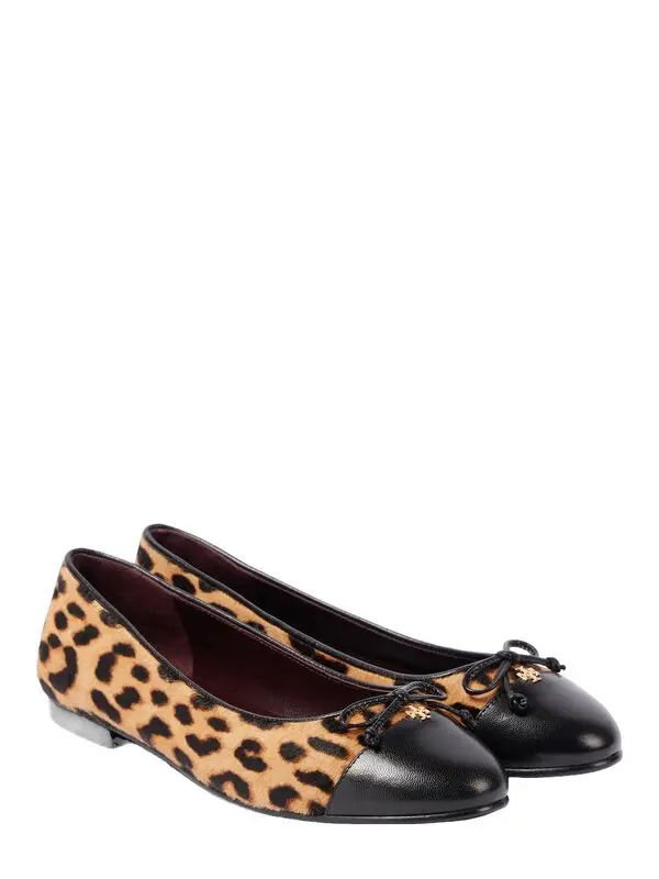 Tory Burch Leopard-print Calf Hair And Leather Ballet Flats - Multicoloured