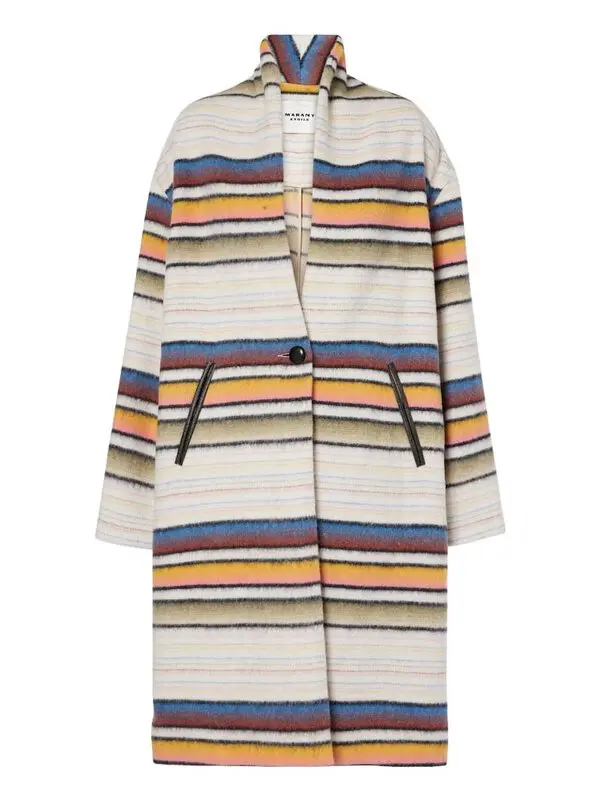 MARANT ETOILE Striped Wool-blend Coat - Multicoloured