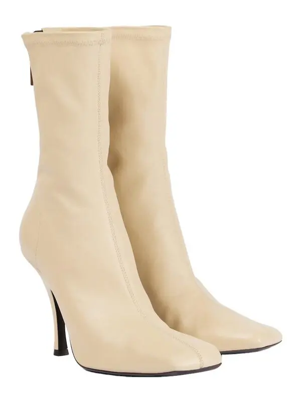 Khaite Eva Leather Boots Sand - White