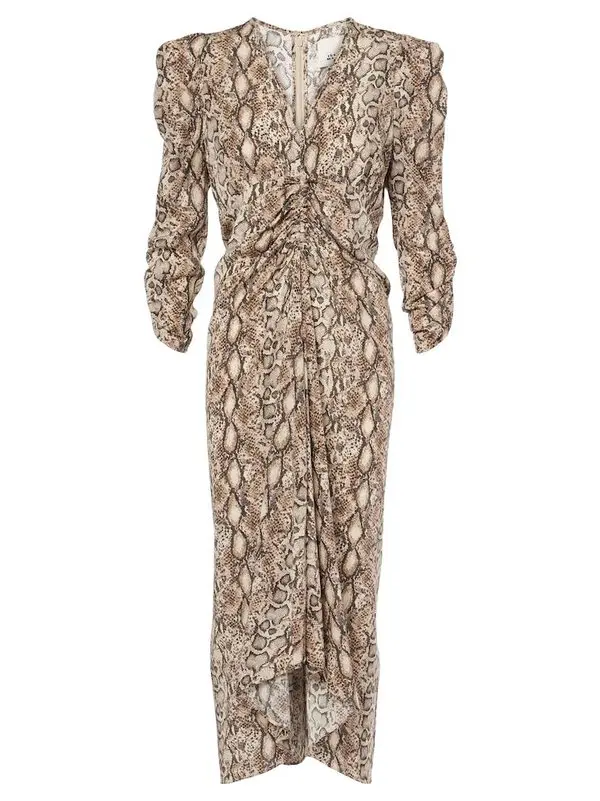 Isabel Marant Étoile Albini Printed Silk-blend Midi Dress - Multicoloured