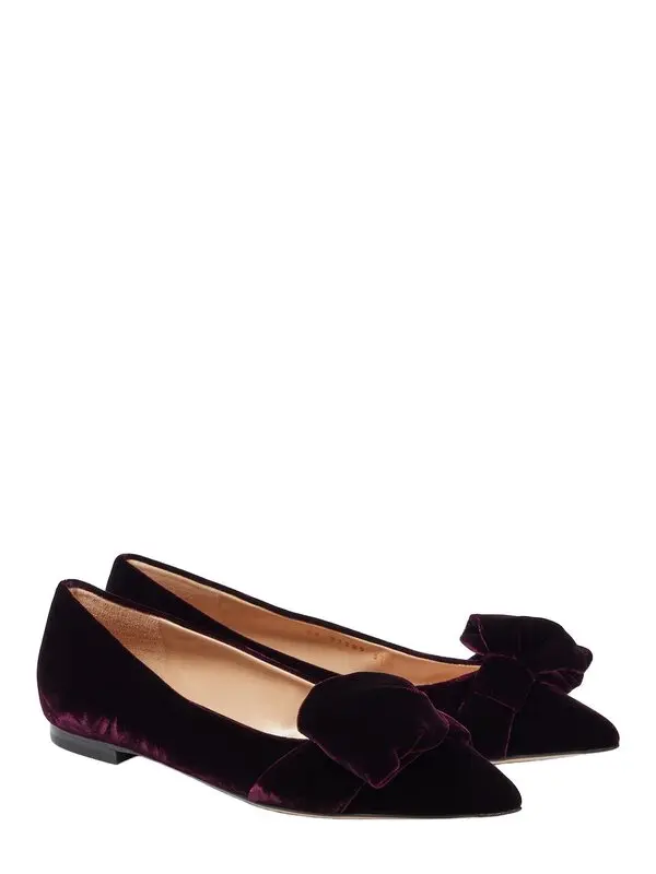 GIANVITO ROSSI Bow-detail Velvet Ballet Flats - Purple