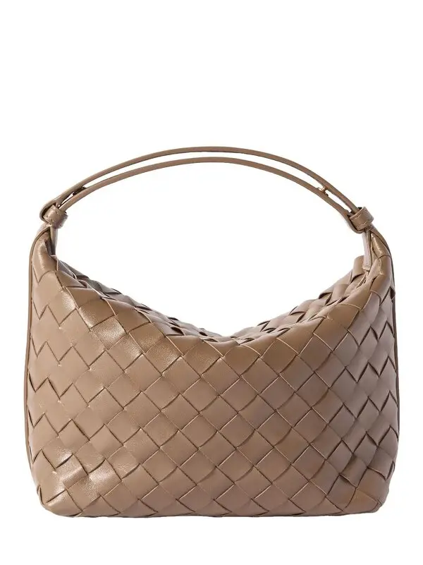 Bottega Veneta Wallace Mini Intrecciato Leather Shoulder Bag - Brown