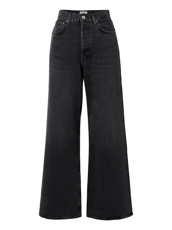 AGOLDE Dame High-rise Wide-leg Organic Jeans - Black