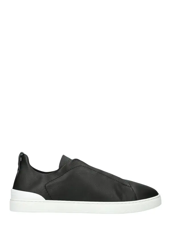 Zegna Shearling Triple Stitch Secondskin Sneakers - Black