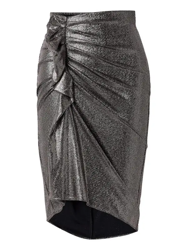 MARANT ETOILE Dolene Ruched Stretch-jersey Midi Skirt - Metallic