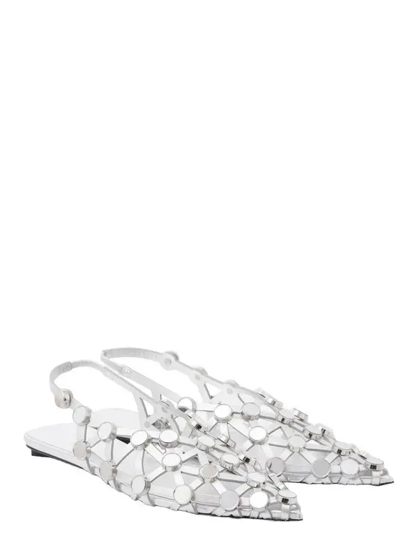 Attico Leather Ballet Flats - Silver