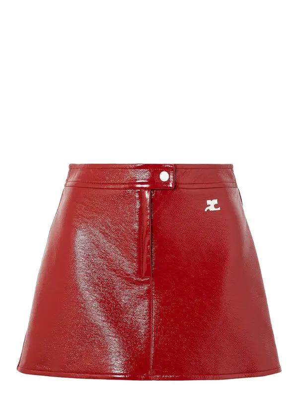 COURREGES Courrèges Appliquéd Coated Cotton-blend Mini Skirt - Red