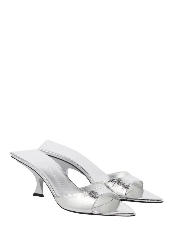 Attico Metallic Leather Mules - Silver