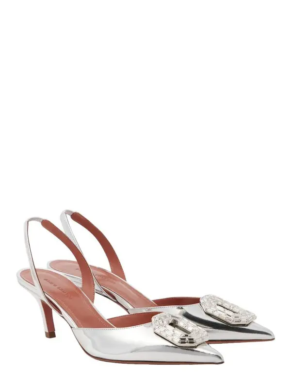 Amina Muaddi Camelia 60 Slingback Pumps - Silver