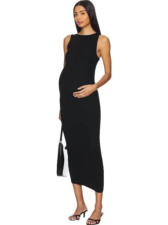 BUMPSUIT Soft Rib Boat Neck Midi Dress - Black