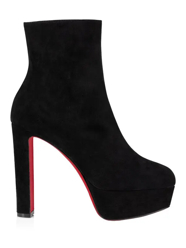 CHRISTIAN LOUBOUTIN Loo Booty Suede Platform Boots - Red