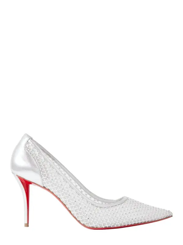 CHRISTIAN LOUBOUTIN Apostropha 80 Embellished Mesh Pumps - Silver