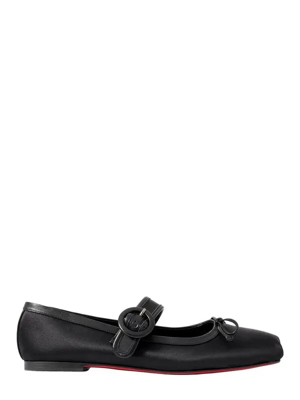 CHRISTIAN LOUBOUTIN Mamastrapitina Leather-trimmed Satin Ballet Flats - Black
