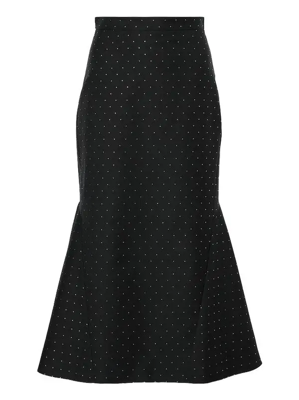 Erdem Polka-dot Cotton And Wool Lame Midi Skirt - Black