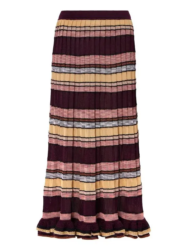Ulla Johnson Seraphine Striped Pleated Midi Skirt - Multicoloured