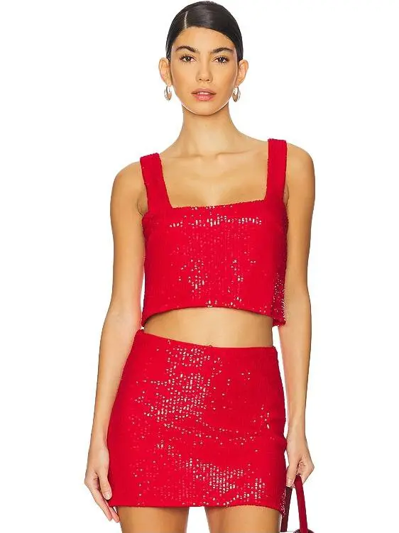 Show Me Your Mumu Tara Crop Top Sequined - Red