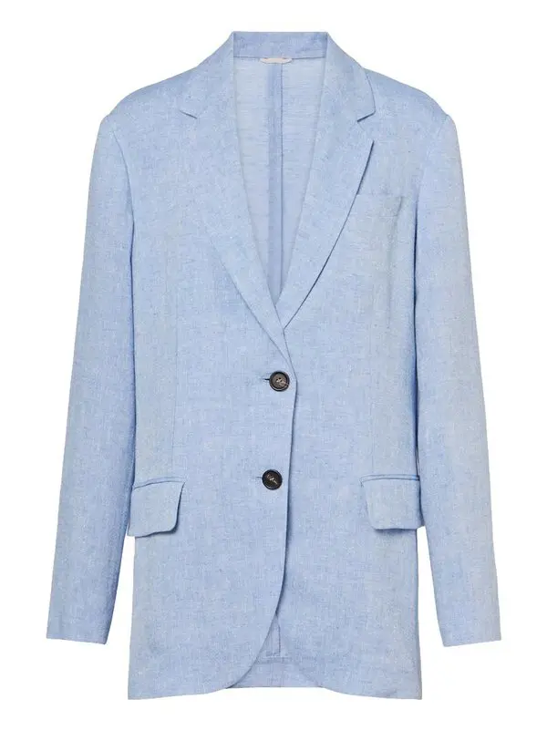 Brunello Cucinelli Linen-blend Single-breasted Blazer - Blue