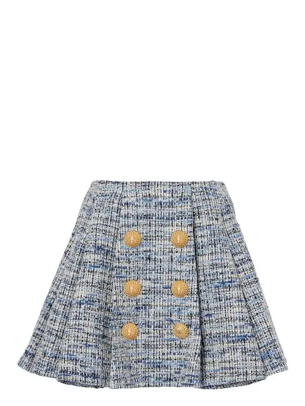 Balmain Space-dyed Cotton-blend Mini Skirt - Blue