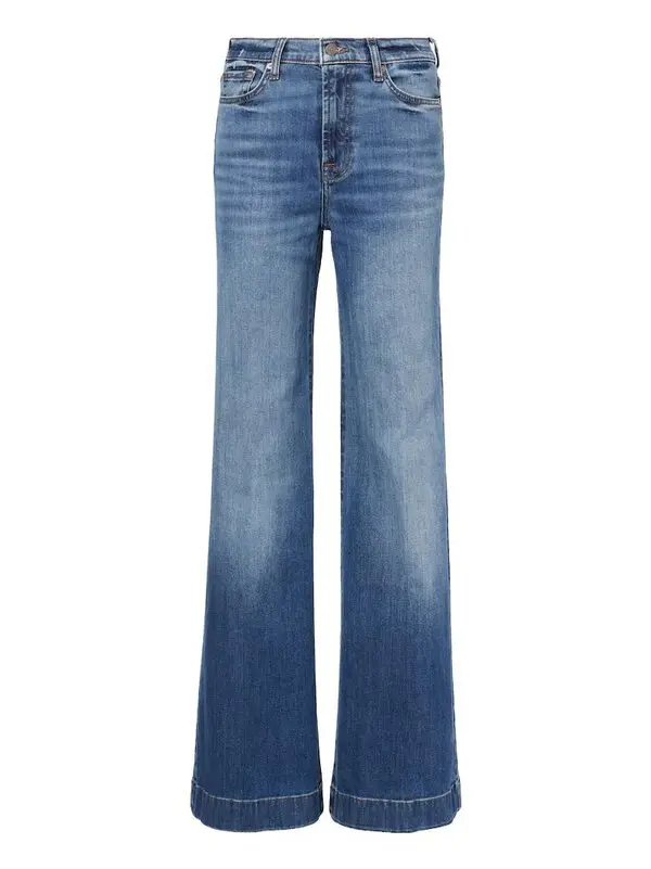 7 For All Mankind High-rise Flared Jeans In Groovy Wash - Blue