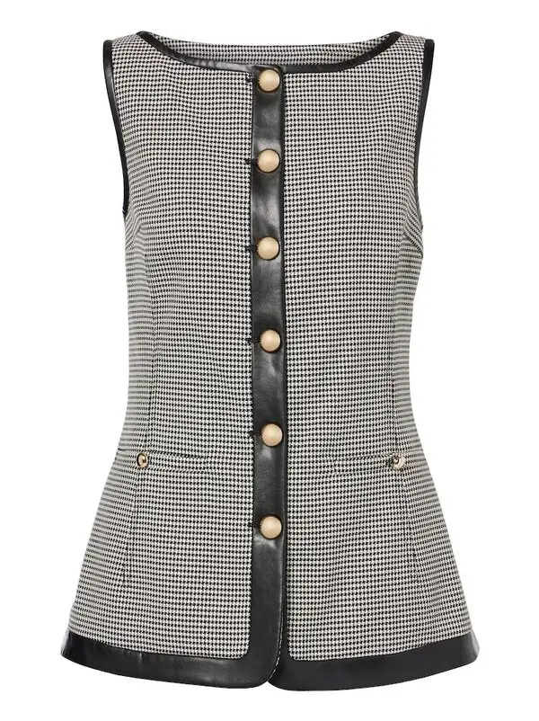 Simkhai Cressida Checked Faux Leather-trimmed Vest - Multicoloured