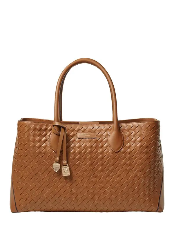 ASPINAL OF LONDON Woven Leather London Tote Bag - Brown