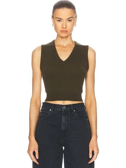 Eterne Cashmere Sweater Vest - Moss